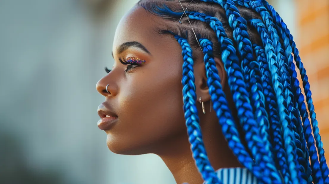 19+ Stunning Blue Braids For Black Women To Rock With Confidence